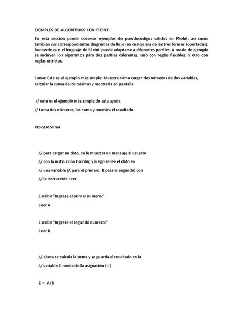 Ejemplos De Algoritmos Con Pseint Pdf Estructura De Datos De Matriz