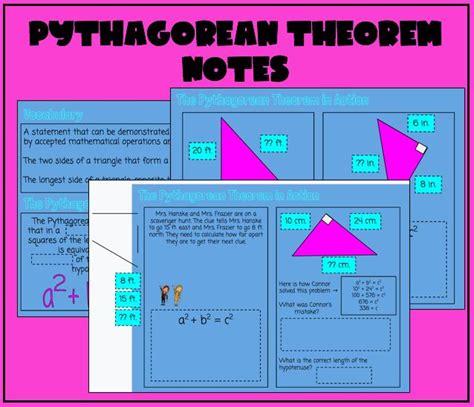 Pythagorean Theorem Notes Pythagorean Theorem Theorems Pre Algebra