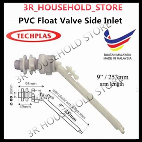 Techplas Side Inlet Float Valve 9 TECHPLAS SIDE INLET PLASTIC CISTERN FLOAT VALVE 9 253MM