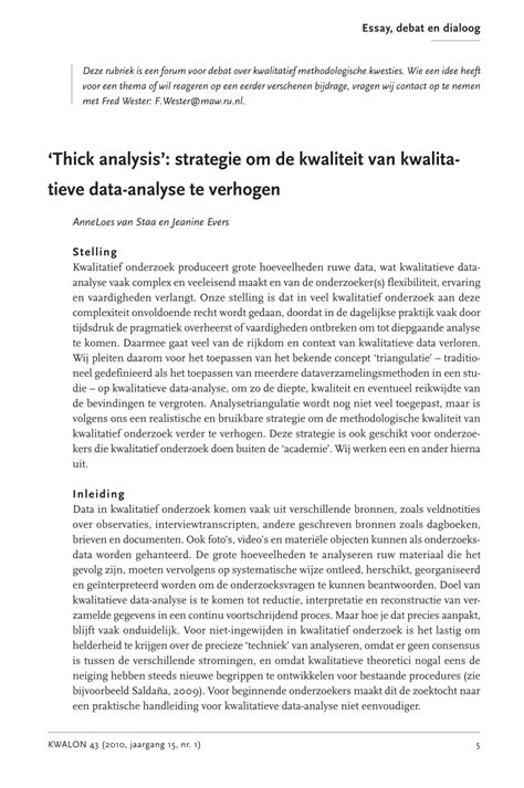 Pdf Thick Analysis Strategie Om De Kwaliteit Van Kwalitatieve Data Analyse Te Verhogen