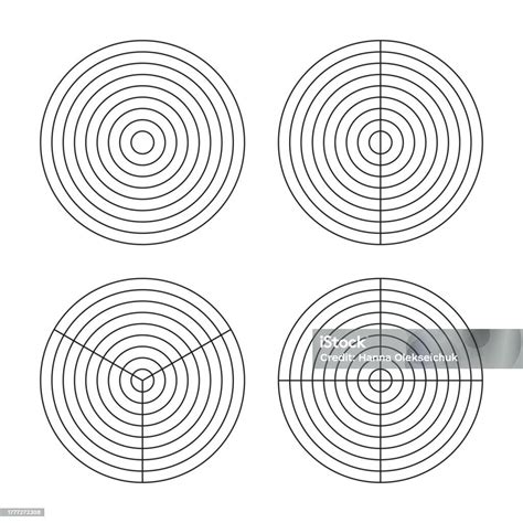 생명의 수레바퀴 템플릿입니다 삶의 모든 영역을 시각화하기 위한 간단한 코칭 도구 세그먼트와 동심원이 있는 극좌표 그리드 빈 극지