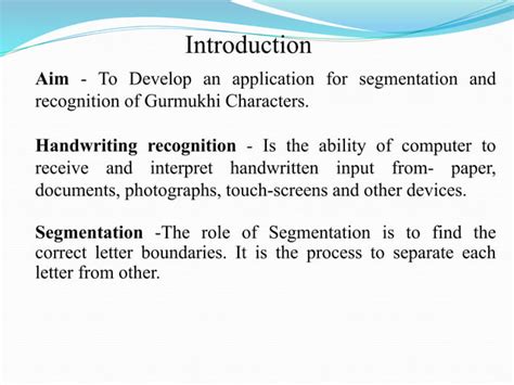 Segmentation And Recognition Of Handwritten Gurmukhi Script Pptx