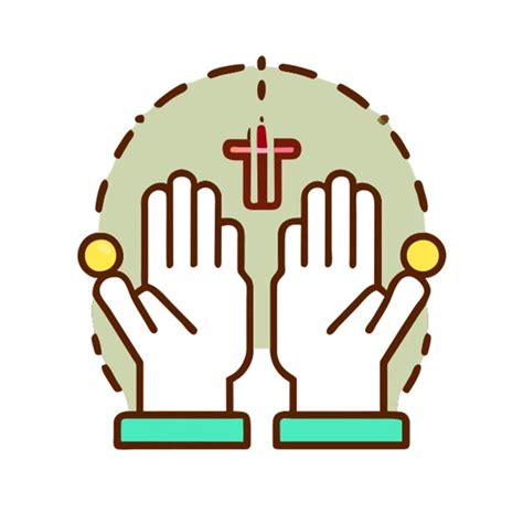 молитвенные руки икона цветный контур Премиум Ai сгенерированный вектор