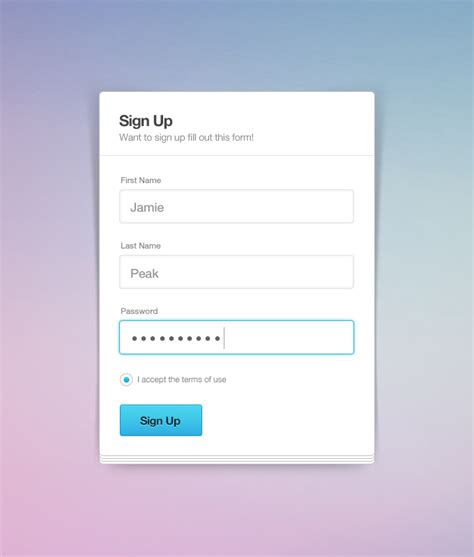 Clean Sign Up Form Free Psd Download Freeimages