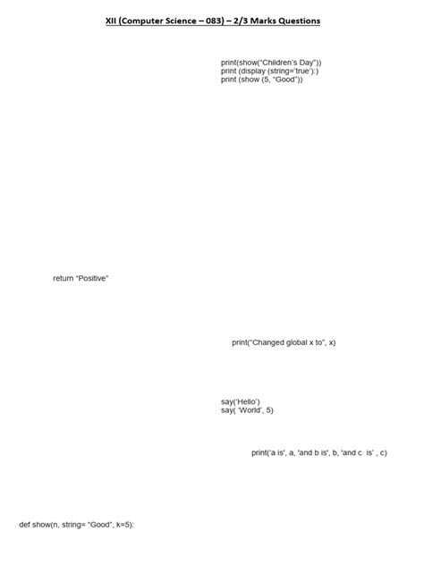 2 3 Marks Questions Xii Cs 083 Pdf
