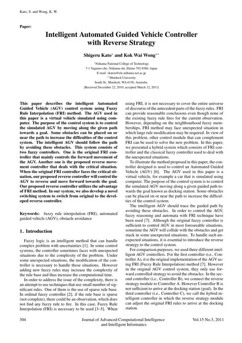 Pdf Intelligent Automated Guided Vehicle Controller With Reverse Strategy