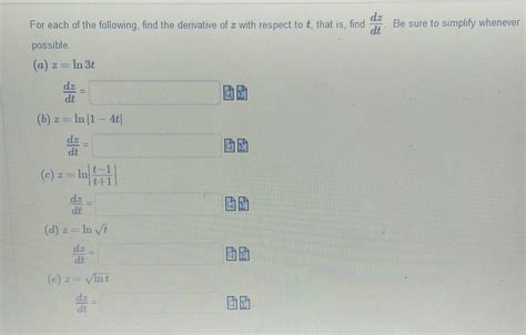 Solved For Each Of The Following Find The Derivative Of Z Chegg