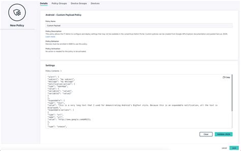 Create An Android Custom Payload Policy Jumpcloud