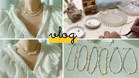 Vlog 봄맞이 플라워 비즈 목걸이 만들기 🌸🌼 점심은 월날쌈 ネックレス 手作りㅣmaking A Necklace