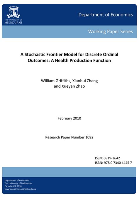 Pdf A Stochastic Frontier Model For Discrete Ordinal Outcomes A Health Production Function