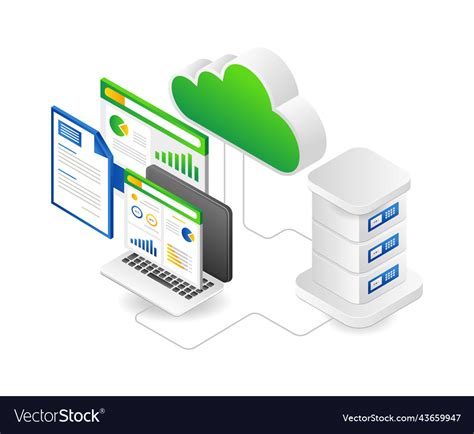 Data Analysis Cloud Server Hosting Royalty Free Vector Image