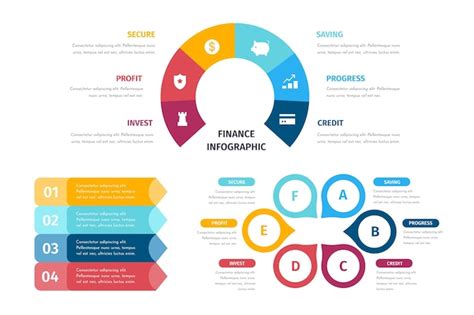 화려한 금융 인포 그래픽의 컬렉션 프리미엄 벡터