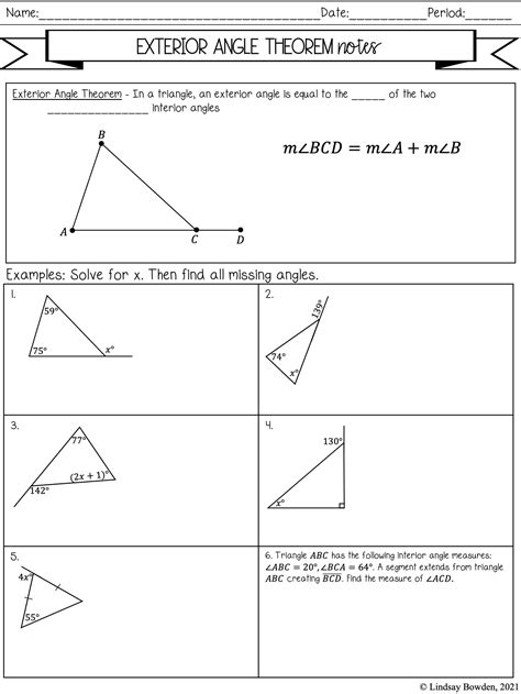 triangle exterior angles worksheet
