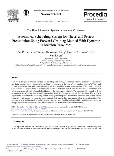 Pdf Automated Scheduling System For Thesis And Project Presentation Using Forward Chaining