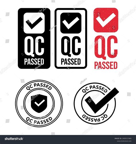 Set Qc Passed Pass Quality Control Stock Vector Royalty Free 2450117465 Shutterstock