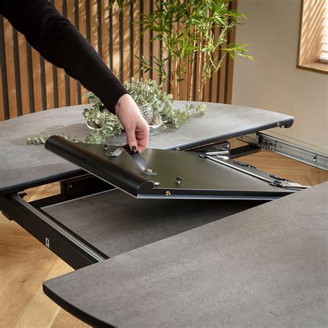Modern Extendable Round Oval Kitchen Dining Table For 6 Grey Ceramic