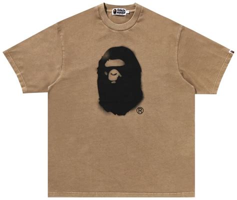 Buy Bape Spray Ape Head Garment Dyed Relaxed Fit Tee Beige 1k30 109
