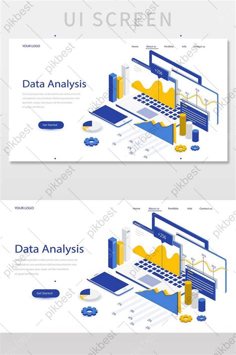 Flat Color Modern Isometric Concept Data Analysis Ui Screen Eps Ui Free Download Pikbest