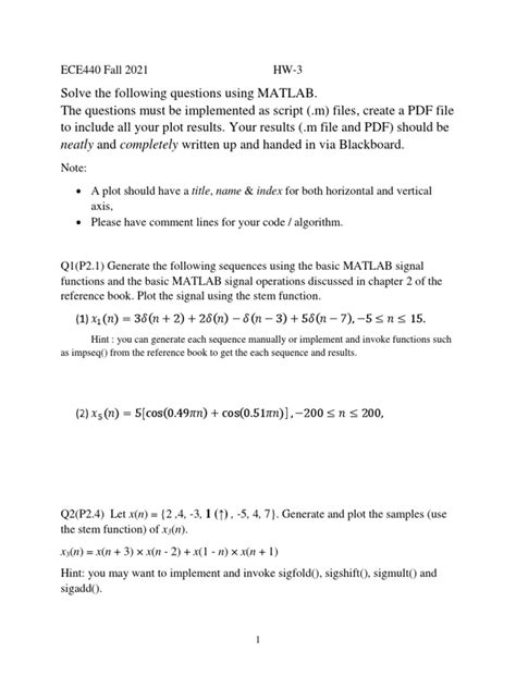 Hw3 Matlab Pdf