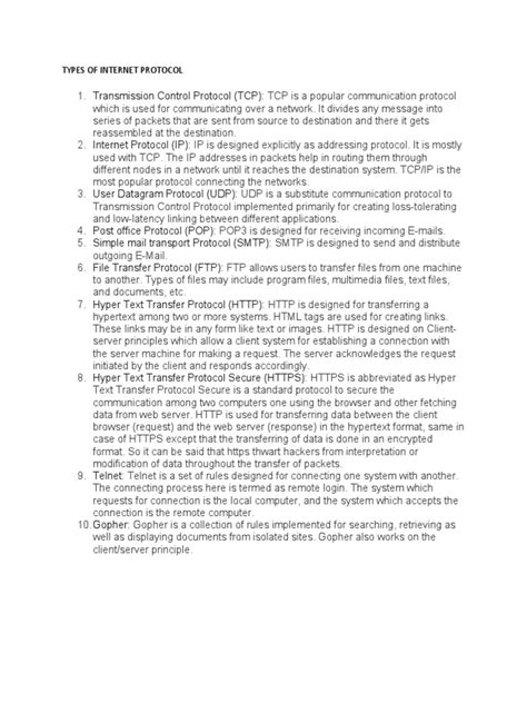 Types Of Internet Protocol Pdf
