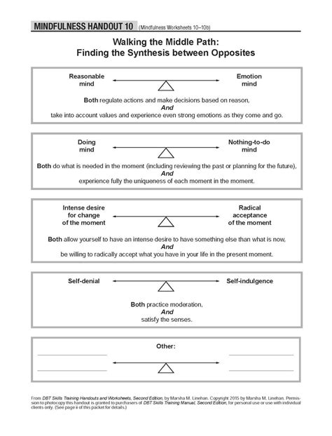 Middle Path Dbt Worksheet Dbt Worksheets
