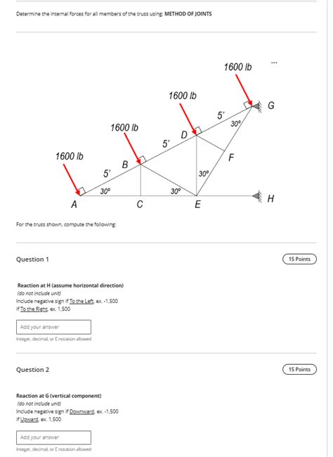 Solved 1 ﻿hn N Lh For The Truss Shown Compute The