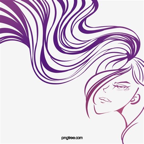 크리 에이 티브 손으로 그린 라인 보라색 곱슬 여자 일러스트 측면 옆얼굴 여자 여자 곱슬머리 Png 일러스트 및 Psd 이미지 무료 다운로드 Pngtree