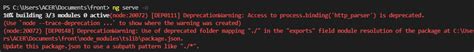 Nodejs Building Angular Project Node20072 Dep0111 Deprecationwarning Access To Process