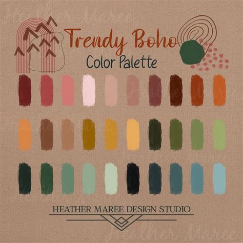 Boho Color Palette For Procreate Earthy Color Swatches Modern Procreate Color Scheme Spring