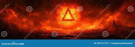 Fiery Symbolism Of Occult Elements In The Abyss A Captivating Scene Depicting A Blazing Sun With