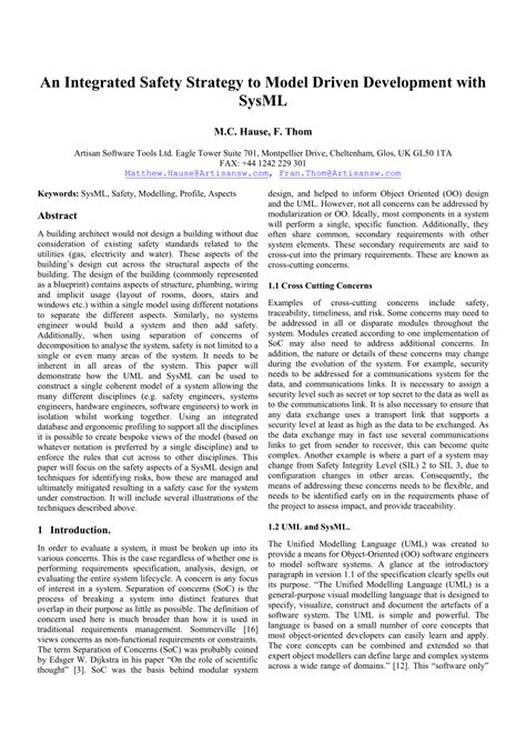 Pdf An Integrated Safety Strategy To Model Driven Development With Sysml