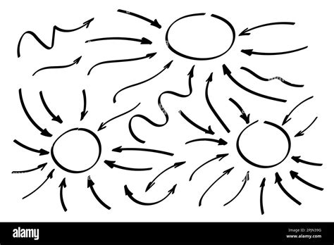 Doodle Arrows Set Or Collection Hand Drawn Shapes Directions Signs Or Symbols Ink Arrows