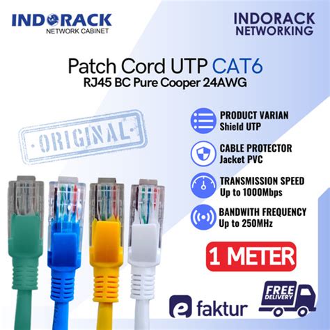Jual Indorack Patch Cord UTP CAT Panjang M Kabel LAN BC AWG Kabel UTP Hijau Jakarta