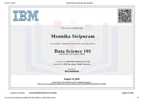 Mounika Siripuram On Linkedin Im Glad To Share That I Got Ibm Data Science 101 Certificate