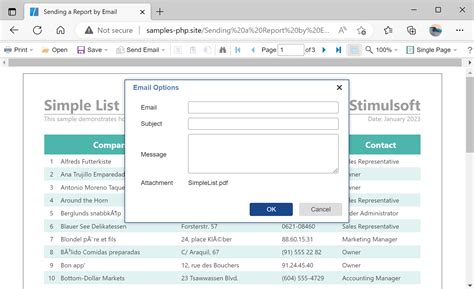 Sending A Report By Email Samples