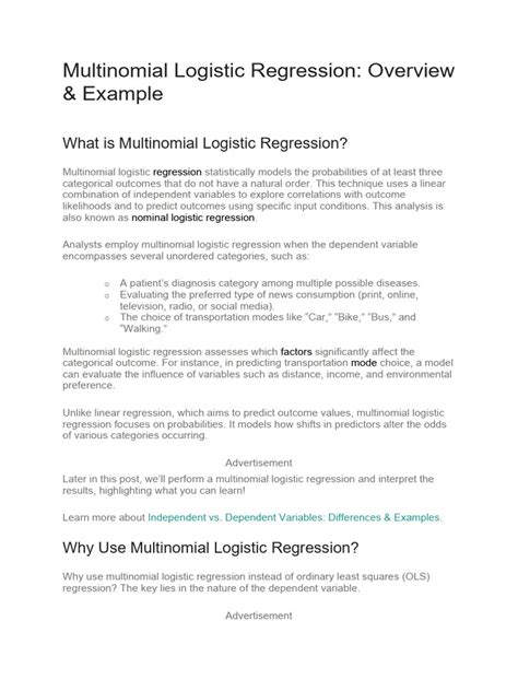 Multinomial Logistic Regression Overview And Example Pdf Logistic Regression Regression Analysis