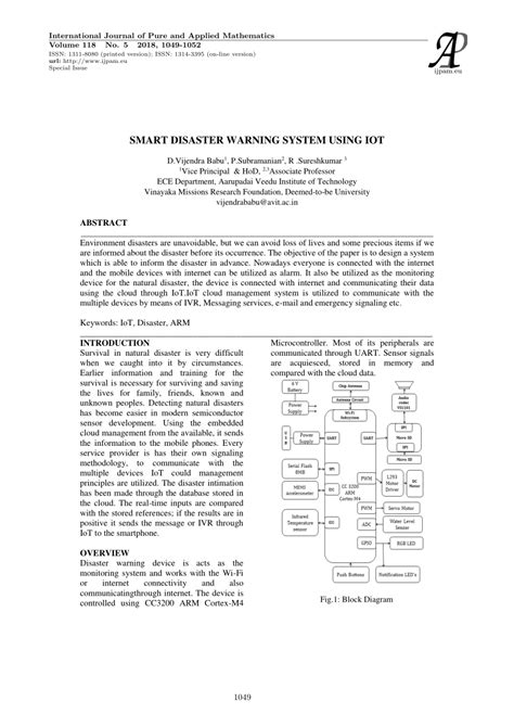 PDF SMART DISASTER WARNING SYSTEM USING IOT