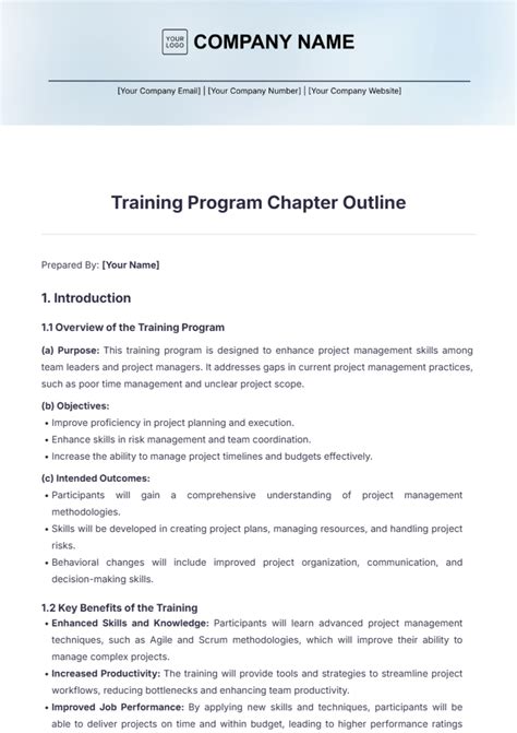 Free Training Program Chapter Outline Template To Edit Online