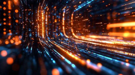 A Visual Representation Of Flowing Data Streams In Glowing Orange And Blue Creating A
