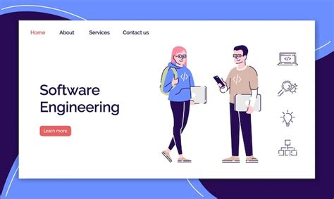 Premium Vector Software Engineering Landing Page Vector Template Programming And Coding