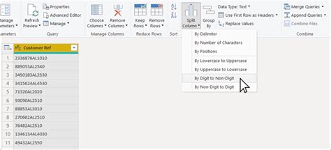 we can then use the reverse command split column by non digit to digit on the second column