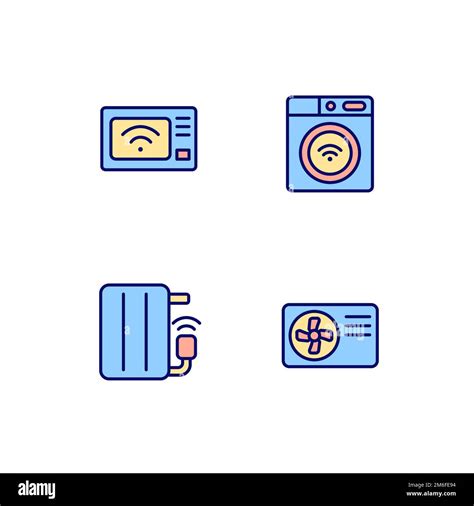 Automated Electric Appliances Pixel Perfect Rgb Color Icons Set Stock Vector Image And Art Alamy