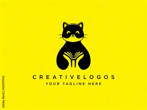 Vetor Do Stock Cat Reading Book Cat Face Vector Cat Logo Vector Cat Logo Design Modern Cat