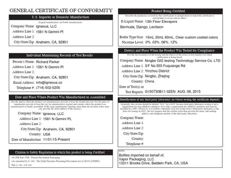 General Certificate Conformity Pdf