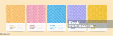 황금 주간 일본 수직 포스터 템플릿 전단지 플래카드 프리젠 테이션 아시아 배경 아시아 배경 세트 기하학적 패턴과 전통적인 장식과 골든 위크 휴일 프로모션 레이아웃 가리기에