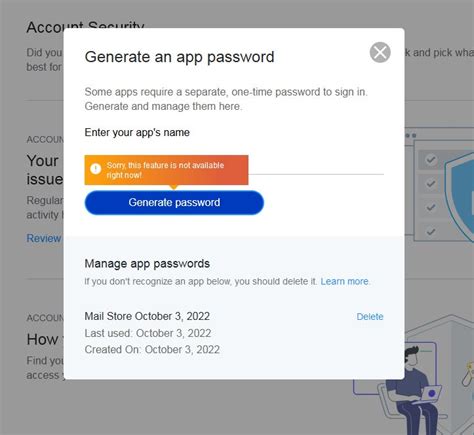 Generate App Password When Will This Be Fixed Ryahoo