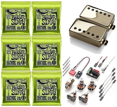 EMG 57 + 66 Gold Solderless Pickup Set Standard Spaced Short | Reverb