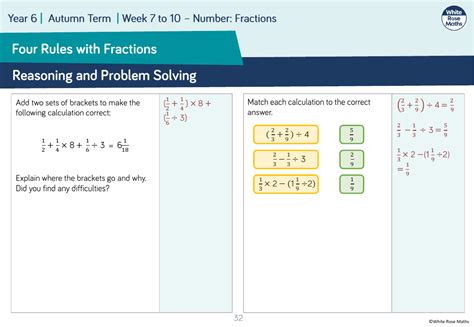 Four Rules With Fractions Reasoning And Problem Solving Maths Year 6