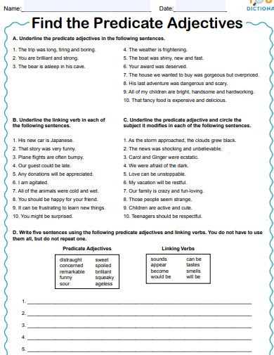 5 Predicate Adjective Examples