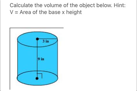Solved Calculate The Volume Of The Object Below Hint V Area Of The